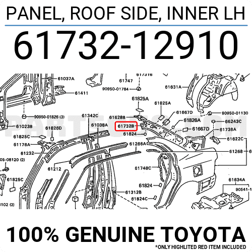 PANEL, ROOF SIDE, INNER LH 6173212910 | Toyota Parts | PartSouq
