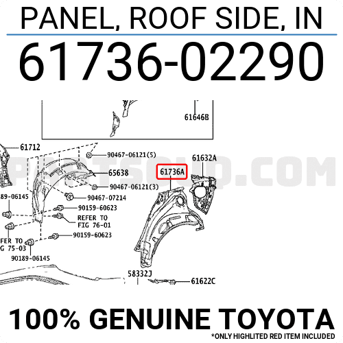 PANEL, ROOF SIDE, IN 6173602290 | Toyota Parts | PartSouq
