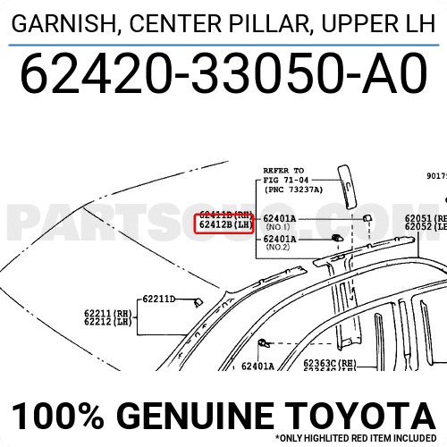 GARNISH, CENTER PILLAR, UPPER LH 6242033050A0 | Toyota Parts | PartSouq