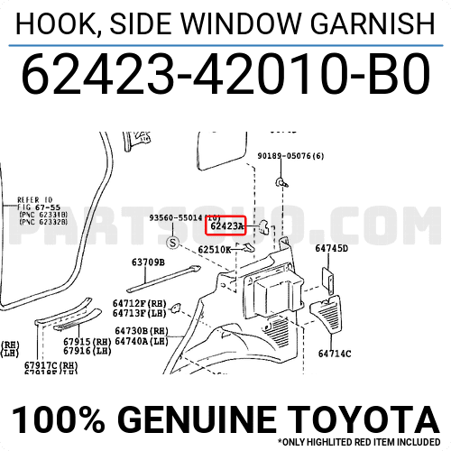 HOOK, SIDE WINDOW GARNISH 6242342010B0 | Toyota Parts | PartSouq