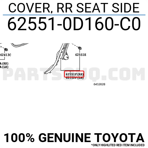 COVER, RR SEAT SIDE 625510D160C0 | Toyota Parts | PartSouq