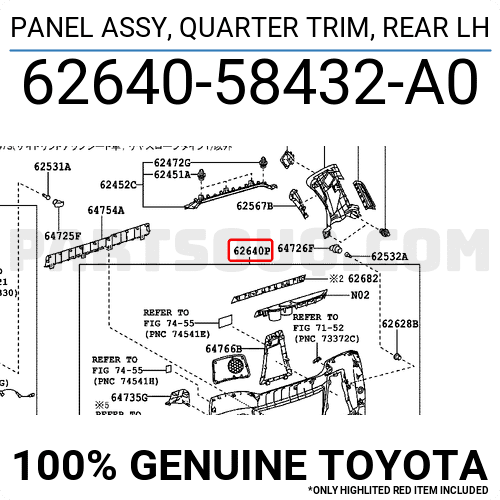 PANEL ASSY, QUARTER TRIM, REAR LH 6264058432A0 | Toyota Parts | PartSouq