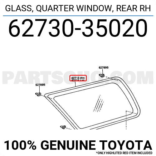 GLASS, QUARTER WINDOW, REAR RH 6273035020 | Toyota Parts | PartSouq