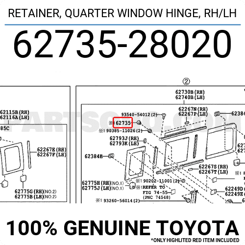 RETAINER, QUARTER WINDOW HINGE, RH/LH 6273528020 | Toyota Parts | PartSouq
