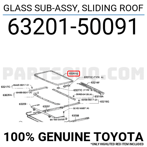 GLASS SUB-ASSY, SLIDING ROOF 6320150091 | Toyota Parts | PartSouq