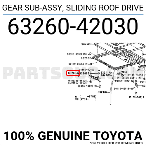 GEAR SUB-ASSY, SLIDING ROOF DRIVE 6326042030 | Toyota Parts | PartSouq