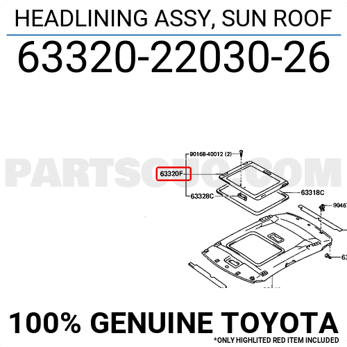 HEADLINING ASSY, SUN ROOF 633202203026 | Toyota Parts | PartSouq