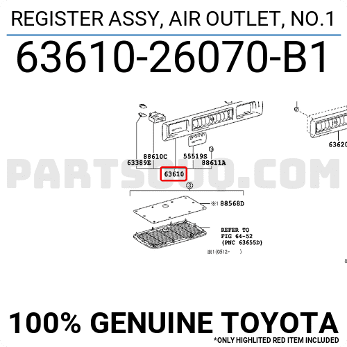 REGISTER ASSY, AIR OUTLET, NO.1 6361026070B1 | Toyota Parts | PartSouq