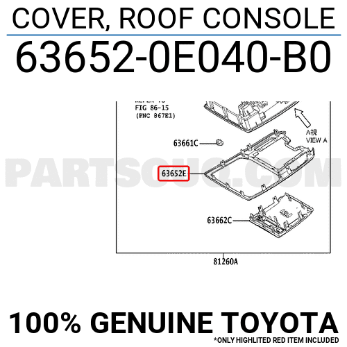 COVER, ROOF CONSOLE 636520E040B0 | Toyota Parts | PartSouq
