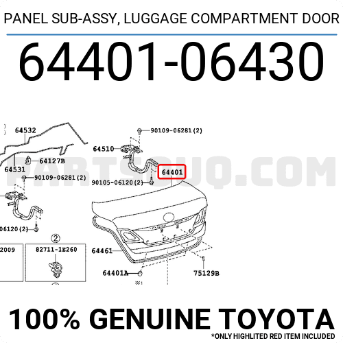 PANEL SUB-ASSY, LUGGAGE COMPARTMENT DOOR 6440106430 | Toyota Parts ...