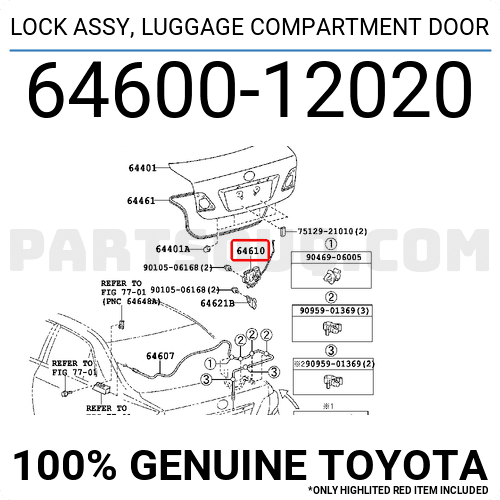 LOCK ASSY, LUGGAGE COMPARTMENT DOOR 6460012020 | Toyota Parts | PartSouq