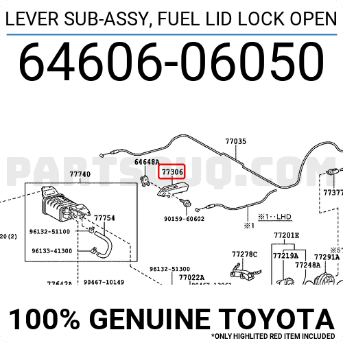 LEVER SUB-ASSY, FUEL LID LOCK OPEN 6460606050 | Toyota Parts | PartSouq