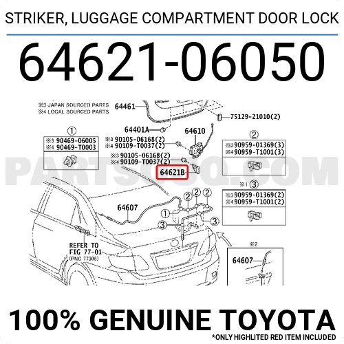 STRIKER, LUGGAGE COMPARTMENT DOOR LOCK 6462106050 | Toyota Parts | PartSouq