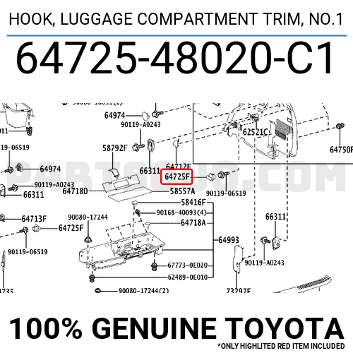 HOOK, LUGGAGE COMPARTMENT TRIM, NO.1 6472548020C1 | Toyota Parts | PartSouq