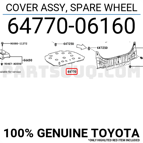 COVER ASSY, SPARE WHEEL 6477006160 | Toyota Parts | PartSouq
