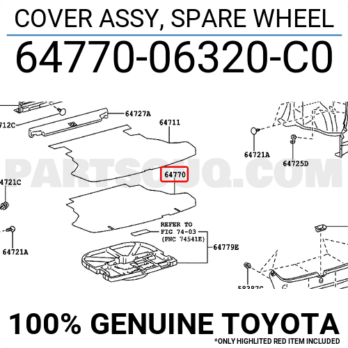COVER ASSY, SPARE WHEEL 6477006320C0 | Toyota Parts | PartSouq