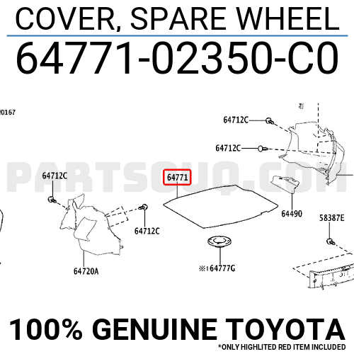 COVER, SPARE WHEEL 6477102350C0 | Toyota Parts | PartSouq