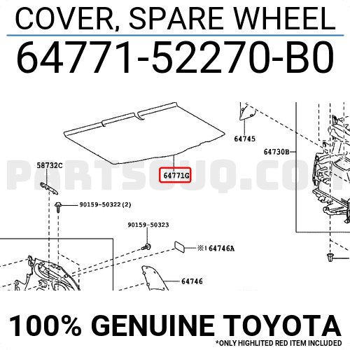 COVER, SPARE WHEEL 6477152270B0 | Toyota Parts | PartSouq