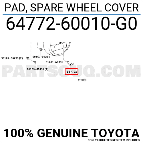 PAD, SPARE WHEEL COVER 6477260010G0 | Toyota Parts | PartSouq