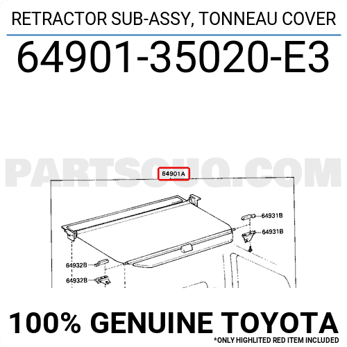 RETRACTOR SUB-ASSY, TONNEAU COVER 6490135020E3 | Toyota Parts | PartSouq