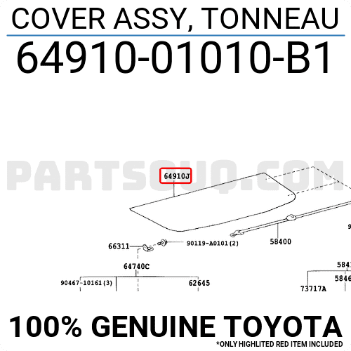 COVER ASSY, TONNEAU 6491001010B1 | Toyota Parts | PartSouq