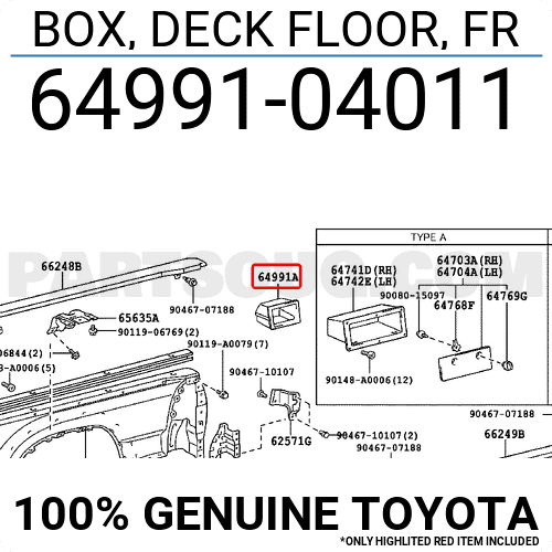 BOX, DECK FLOOR, FR 6499104011 | Toyota Parts | PartSouq
