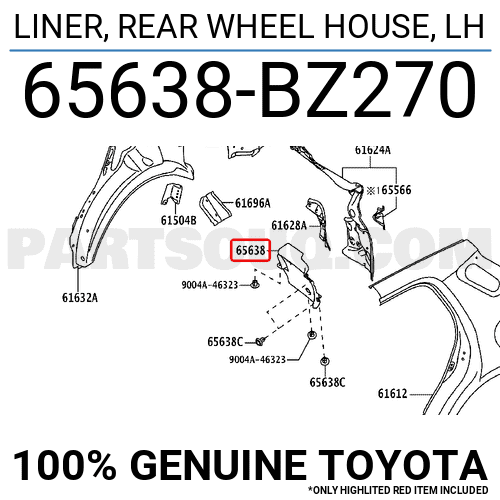 LINER, REAR WHEEL HOUSE, LH 65638BZ270 | Toyota Parts | PartSouq