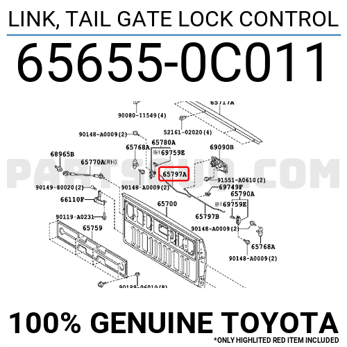 LINK, TAIL GATE LOCK CONTROL 656550C011 | Toyota Parts | PartSouq