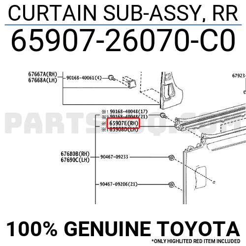 CURTAIN SUB-ASSY, RR 6590726070C0 | Toyota Parts | PartSouq