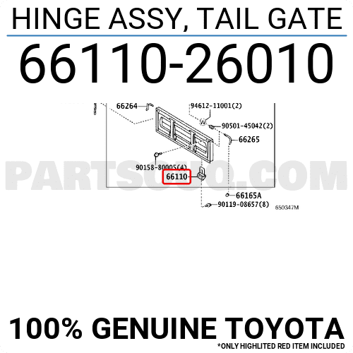 HINGE ASSY, TAIL GATE 6611026010 | Toyota Parts | PartSouq