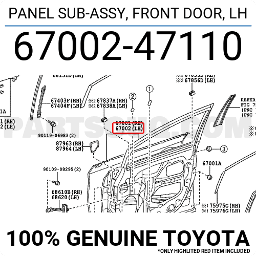 PANEL SUB-ASSY, FRONT DOOR, LH 6700247110 | Toyota Parts | PartSouq