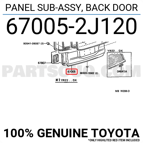 PANEL SUB-ASSY, BACK DOOR 670052J120 | Toyota Parts | PartSouq