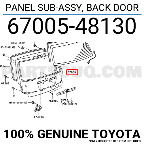 PANEL SUB-ASSY, BACK DOOR 6700548130 | Toyota Parts | PartSouq