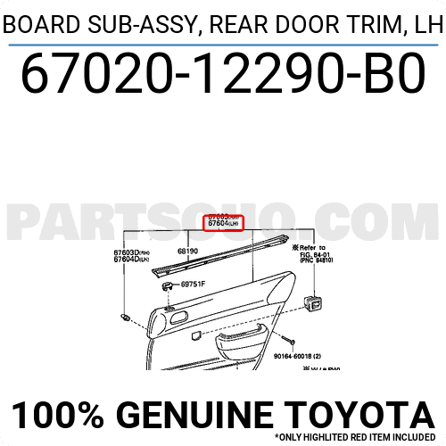 BOARD SUB-ASSY, REAR DOOR TRIM, LH 6702012290B0 | Toyota Parts | PartSouq