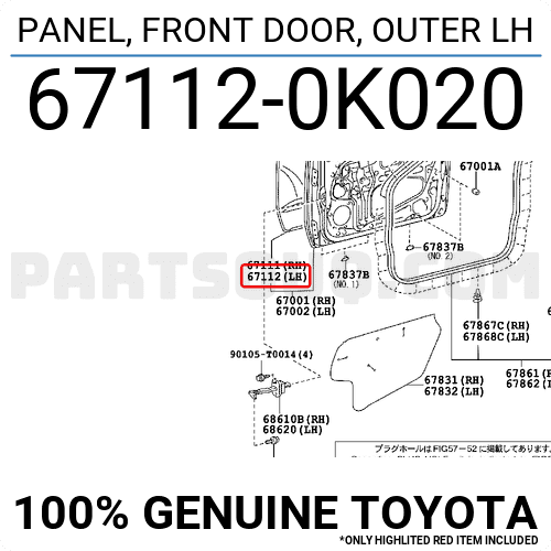 PANEL, FRONT DOOR, OUTER LH 671120K020 | Toyota Parts | PartSouq