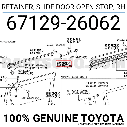 RETAINER, SLIDE DOOR OPEN STOP, RH 6712926062 | Toyota Parts | PartSouq
