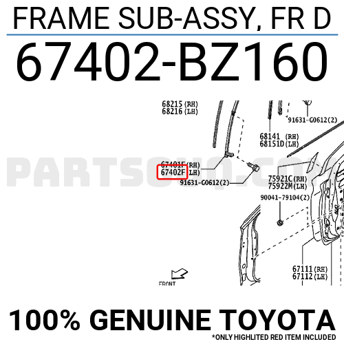 FRAME SUB-ASSY, FR D 67402BZ160 | Toyota Parts | PartSouq