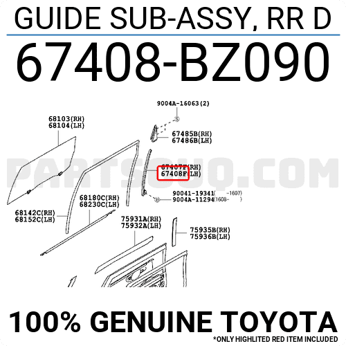 GUIDE SUB-ASSY, RR D 67408BZ090 | Toyota Parts | PartSouq