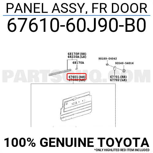 PANEL ASSY, FR DOOR 6761060J90B0 | Toyota Parts | PartSouq