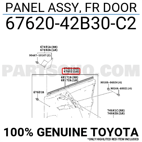 PANEL ASSY, FR DOOR 6762042B30C2 | Toyota Parts | PartSouq