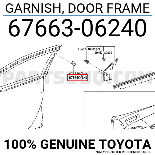 GARNISH, DOOR FRAME 6766306240 | Toyota Parts | PartSouq