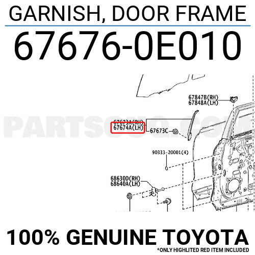 GARNISH, DOOR FRAME 676760E010 | Toyota Parts | PartSouq