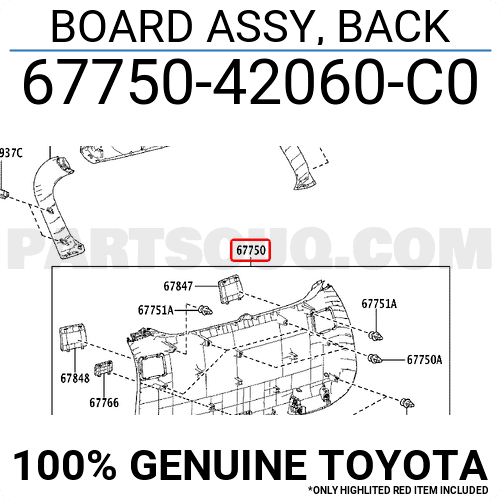 BOARD ASSY, BACK 6775042060C0 | Toyota Parts | PartSouq