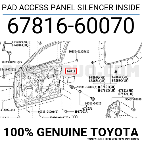 PAD ACCESS PANEL SILENCER INSIDE 6781660070 | Toyota Parts | PartSouq