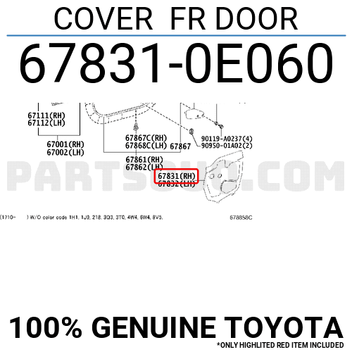 COVER FR DOOR 678310E060 | Toyota Parts | PartSouq