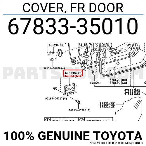 COVER, FR DOOR 6783335010 | Toyota Parts | PartSouq