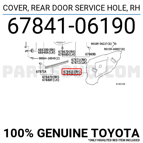 COVER, REAR DOOR SERVICE HOLE, RH 6784106190 | Toyota Parts | PartSouq