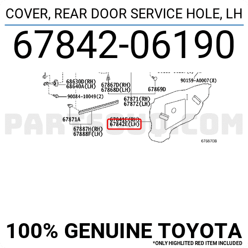 COVER, REAR DOOR SERVICE HOLE, LH 6784206190 | Toyota Parts | PartSouq