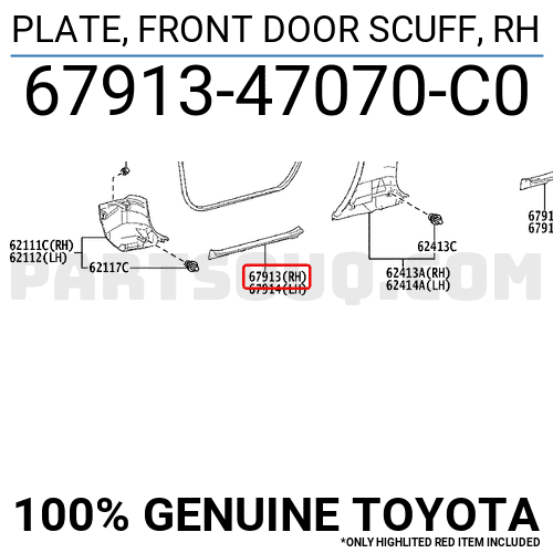 PLATE, FRONT DOOR SCUFF, RH 6791347070C0 | Toyota Parts | PartSouq