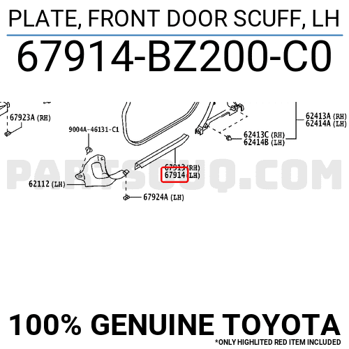 PLATE, FRONT DOOR SCUFF, LH 67914BZ200C0 | Toyota Parts | PartSouq